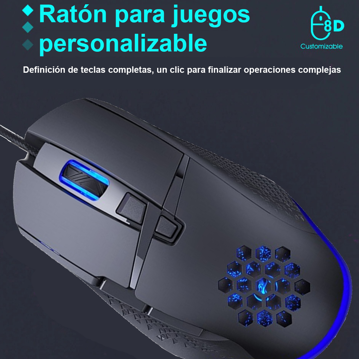 Mouse Alámbrico Gamer Imice Botón de Fuego Rápido Iluminación RGB - Demy